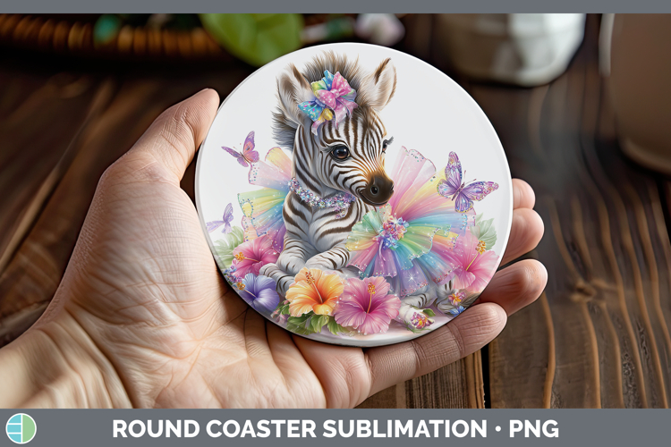 Safari Rainbow Summer Zebra Round Coaster Sublimation Coaste