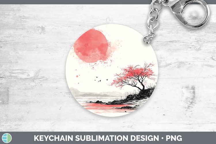 Sakura Beach Keychain Sublimation Keyring Designs
