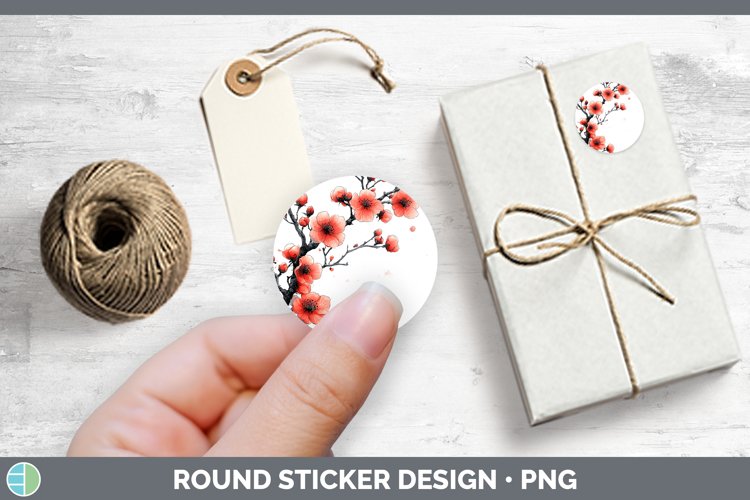 Sakura Blossoms Stickers | Round Labels Designs