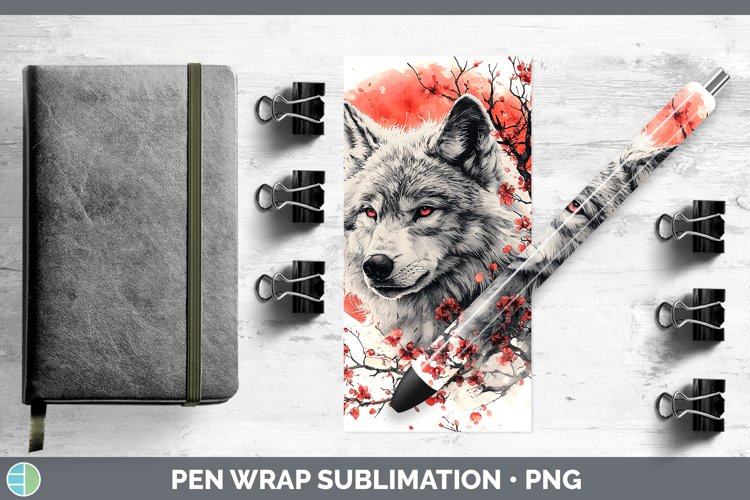 Sakura Wolf Pen Wrap Sublimation Epoxy Pen Designs