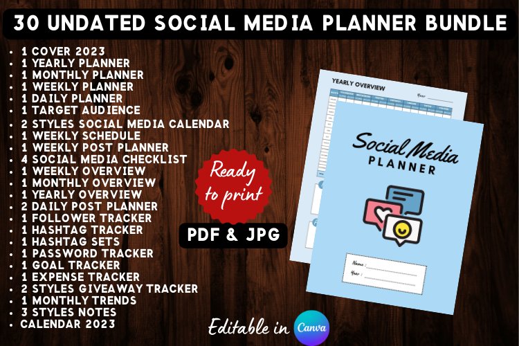30in1 Printable Social Media Planner Template (2368235)