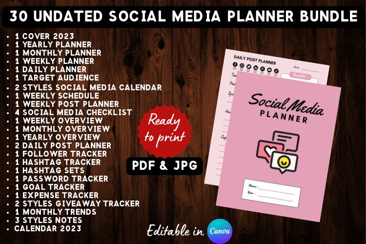 30in1 Printable Social Media Planner Template (2368282)