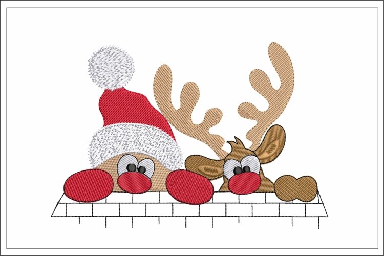 Santa and Rudolph embroidery design (2282403)