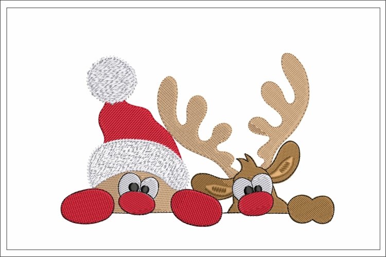 Santa and Rudolph embroidery design (2325055)