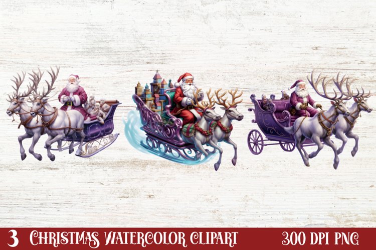 Christmas Purple Santa Claus Sublimation Bundle, Christmas