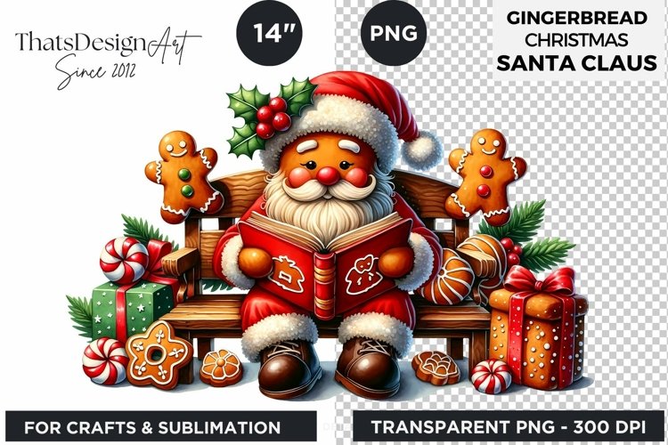 Watercolor Santa Gingerbread Man png clipart