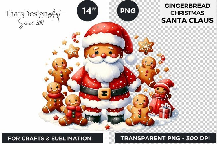 Watercolor Santa Gingerbread Man png clipart