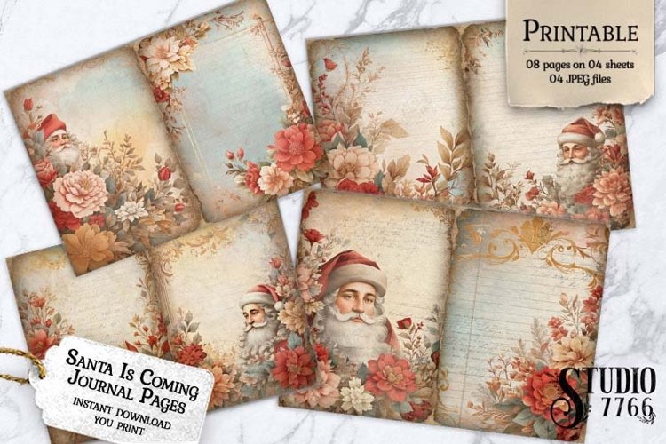 Santa Is Coming Junk Journal Pages