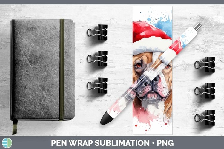 Santa Hat American Staffordshire Pen Wrap Sublimation Epoxy