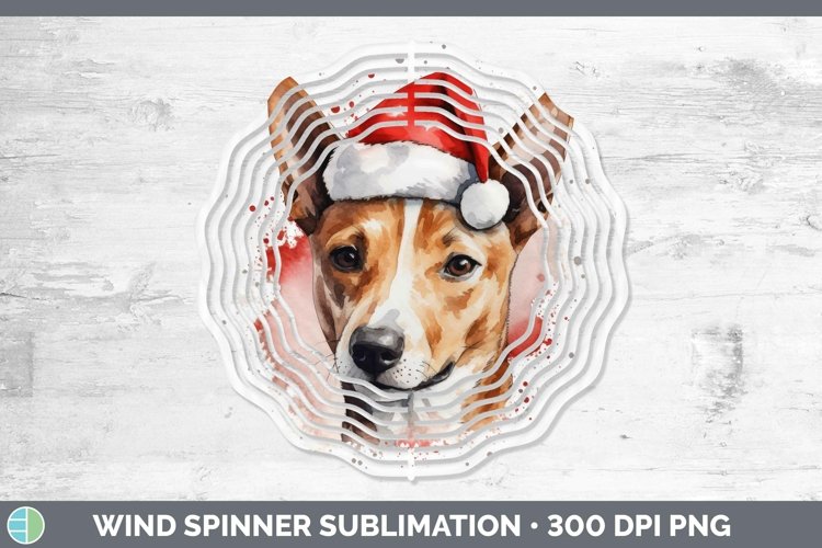 Santa Hat Basenji Wind Spinner Sublimation Spinner Designs
