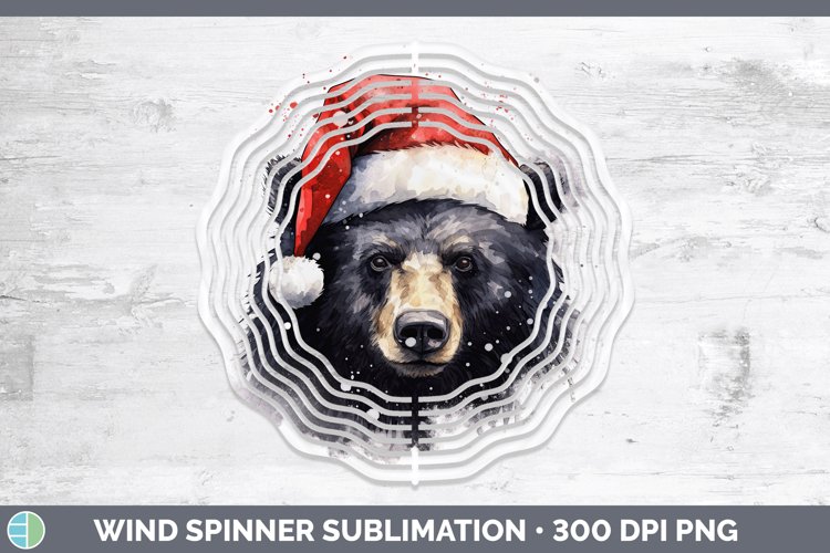 Santa Hat Black Bear Wind Spinner Sublimation Spinner Design