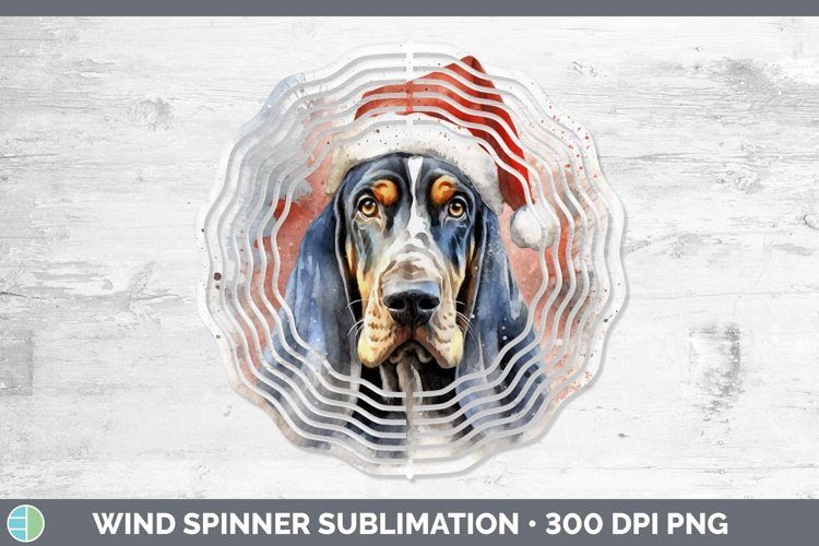 Santa Hat Bluetick Coonhound Wind Spinner Sublimation Spinne