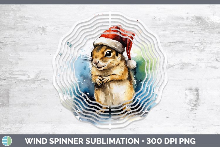 Santa Hat Chipmunk Wind Spinner Sublimation Spinner Designs