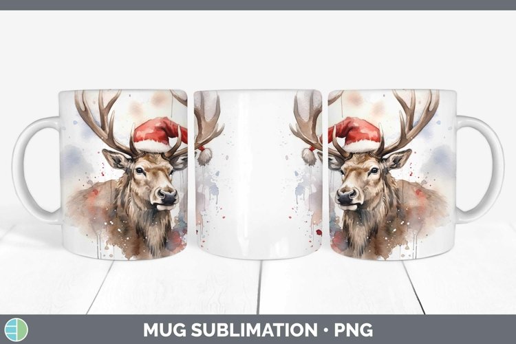 Santa Hat Elk Mug Wrap Sublimation Coffee Cup Designs