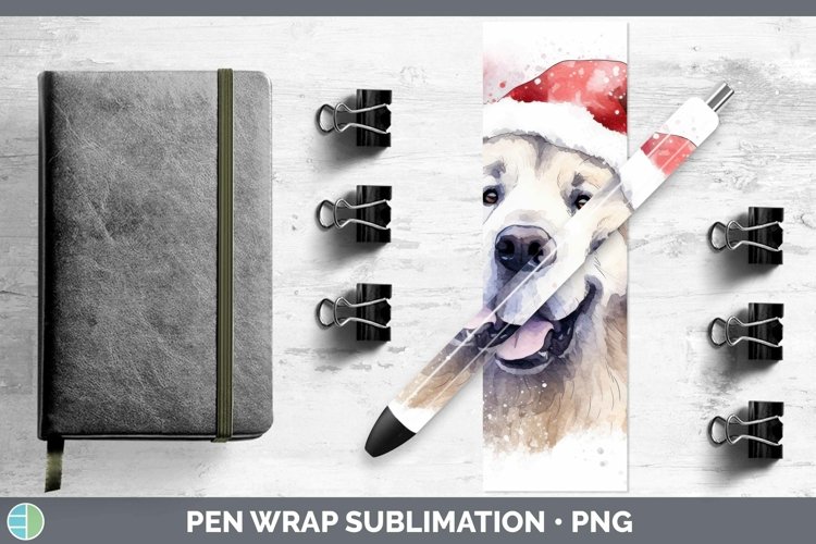 Santa Hat Great Pyrenees Pen Wrap Sublimation Epoxy Pen Desi