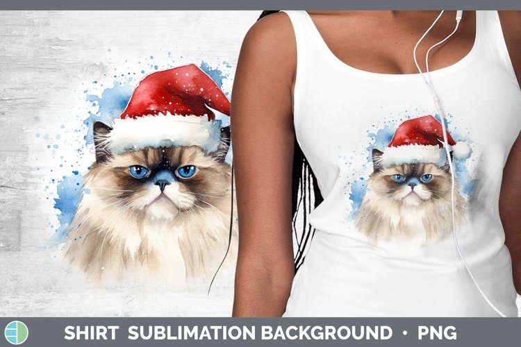 Santa Hat Himalayan Cat Shirt Sublimation Sublimation Backgr