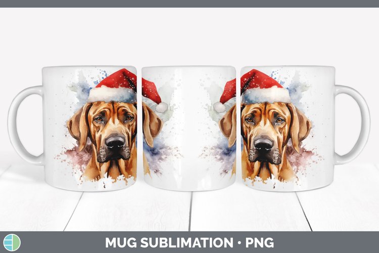 Santa Hat Rhodesian Ridgeback Mug Wrap Sublimation Coffee Cu