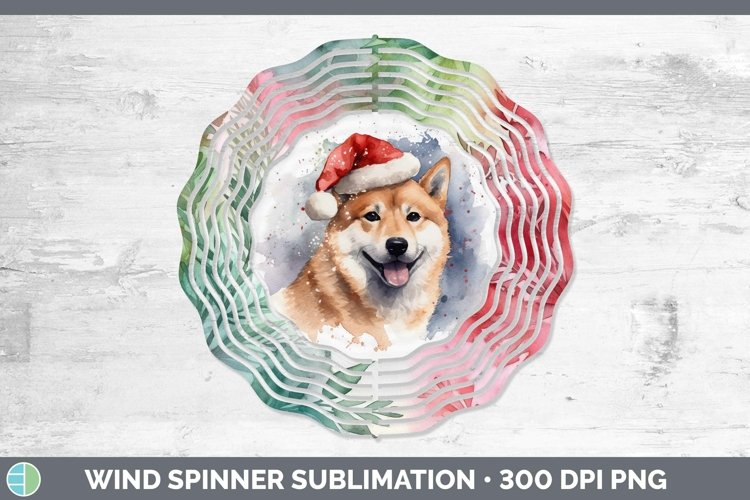 Santa Hat Shiba Inu Wind Spinner Sublimation Spinner Designs