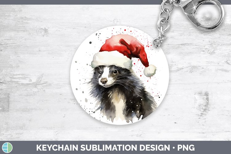 Santa Hat Skunk Keychain Sublimation Keyring Designs