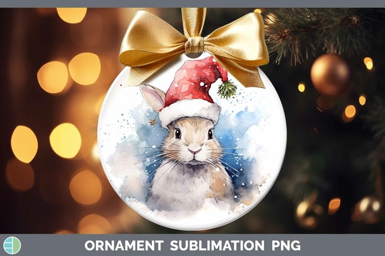 Santa Hat Snowshoe Hare Ornament Sublimation Bauble Designs