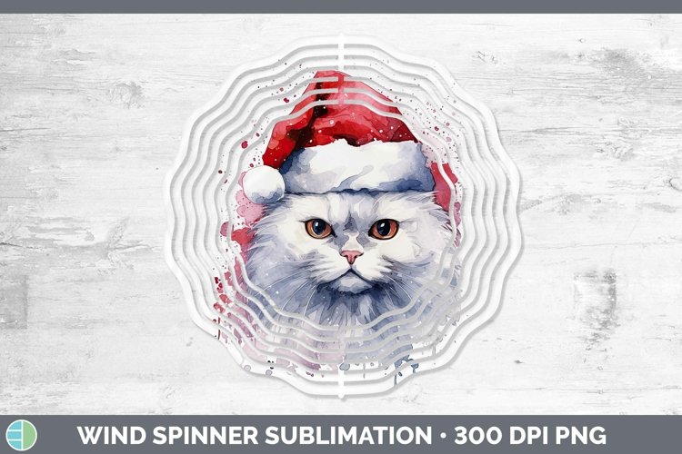 Santa Hat White Cat Wind Spinner Sublimation Spinner Designs