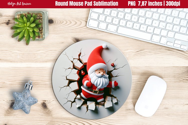 Christmas Round Mouse Pad | 3D Santa Sublimation (3083289)