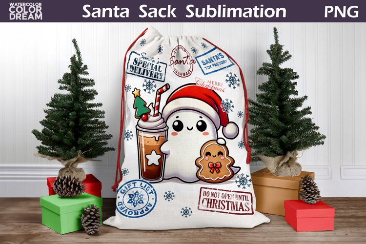Santa Sack Sublimation | Christmas Ghost Santa (4487827)