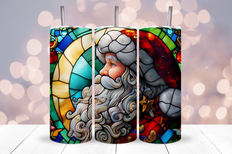 Santa Claus Stained Glass Tumbler Wrap Sublimation
