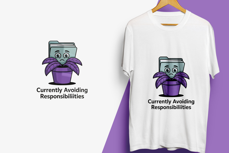 "Currently Avoiding Responsibilities" Funny Plant & Folder