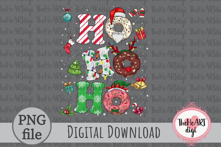 Ho Ho Ho Donuts PNG, Donuts Christmas Sublimation (2213341)