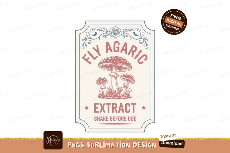 Moth wings tonic label organic Fly agaric extract label mush