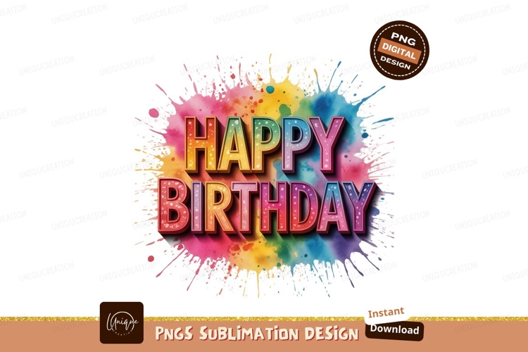 Colorful happy birthday text splash image (5923230)
