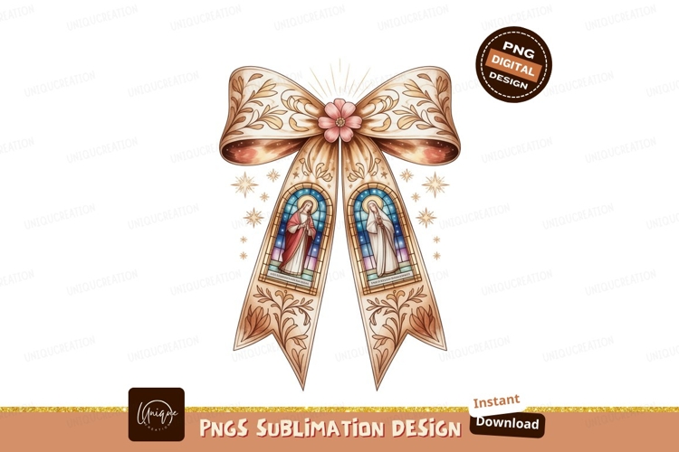 Ornate Religious Ribbon With Stained Glass Imagery