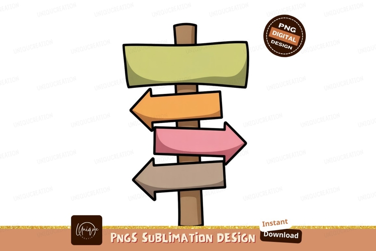 Colorful directional signs pointing different ways