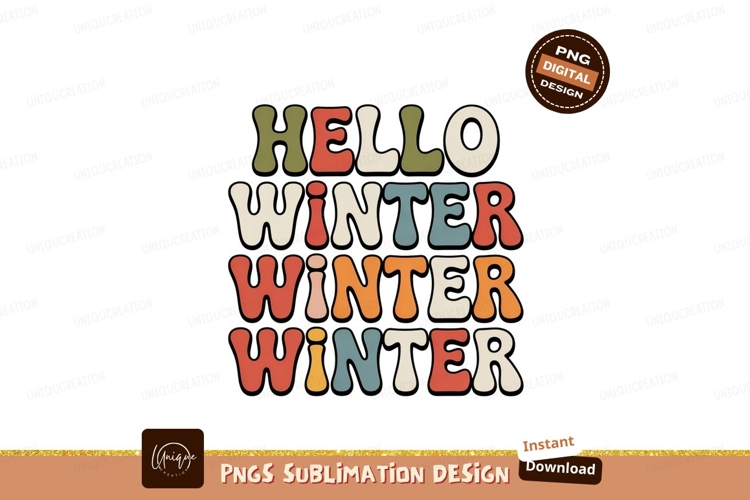 Hello Winter Retro Wavy Text image