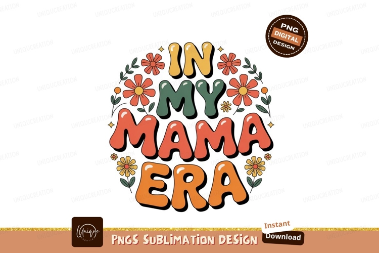 Retro Floral Mama Era Text Design image