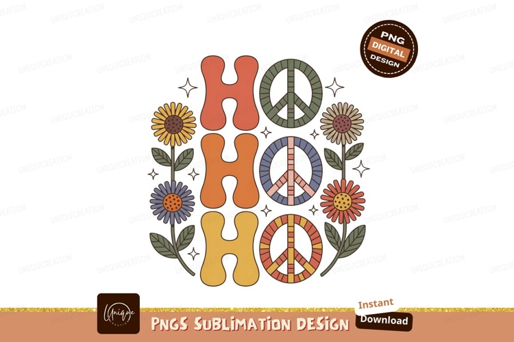 Retro peace flowers and letters image