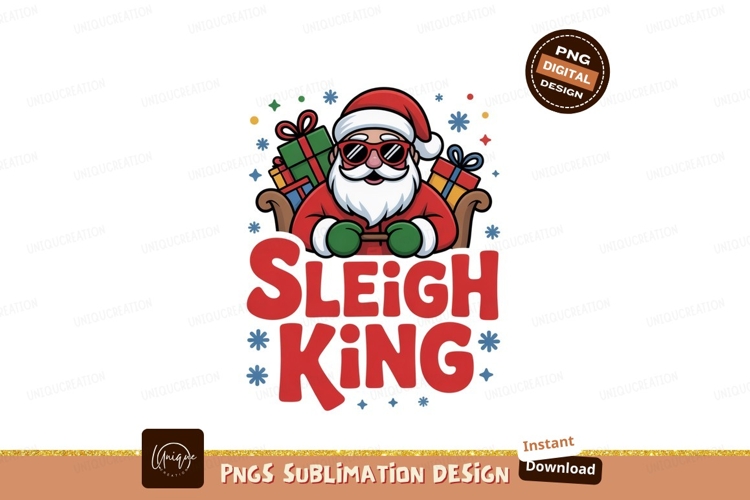 Cool Santa with gifts and sleigh christmas
