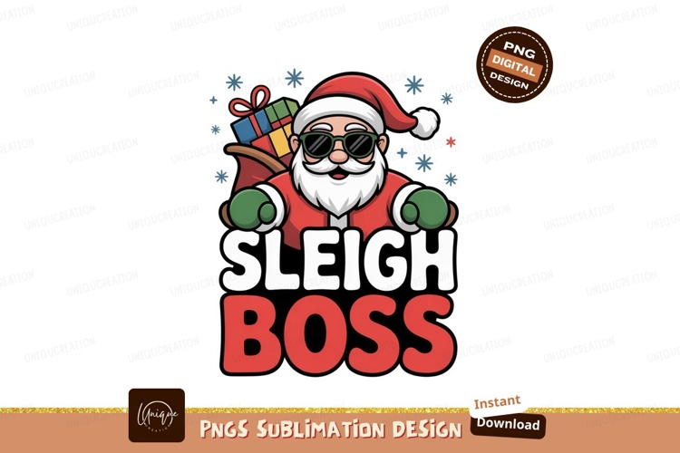 Cool Santa with gifts and sleigh claus christmas (6259513)