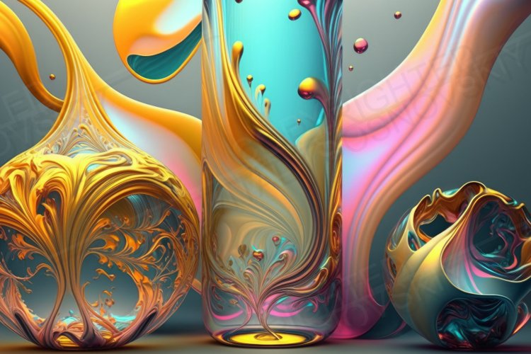 Dimensional colored air shapes made of bright colors