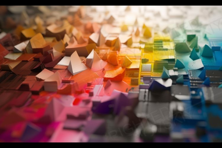 Volumetric paint on canvas, 3D color palette