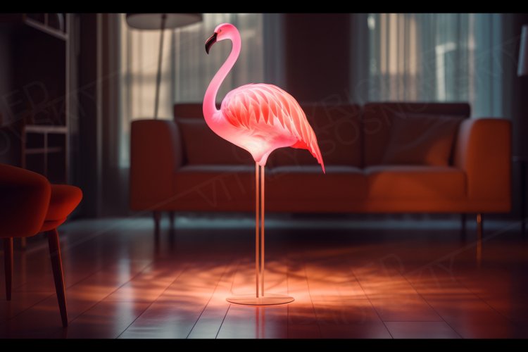 Lamp in the form of a pink flamingo in the (2673268)