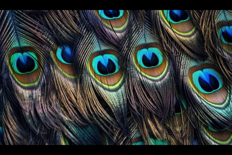 Composition of bright peacock feathers (2670849)