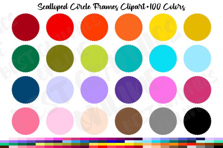100 Scalloped Circle Frames Clipart, Circle Frame Clip Art