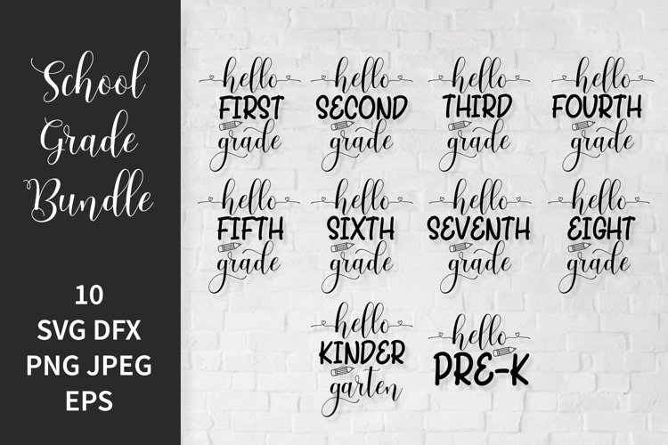 School Grade SVG Bundle. Pre-k, Kindergarten, 1st to 8th (1497964 ...