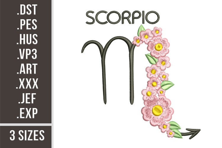 Scorpio Floral Zodiac Sign | Embroidery Design