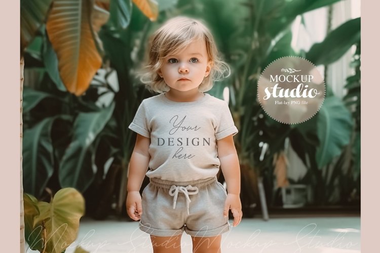 Baby Girl Grey Tee Mockup