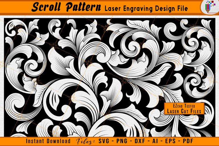Scroll Pattern Laser Engraving Files Scrollwork Vector SVG