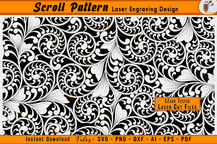 Scrollwork Pattern Laser Engraving File Firearms Scroll SVG