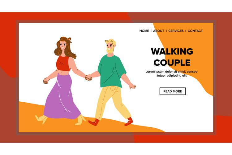 Man And Woman Couple Walking Togetherness Vector